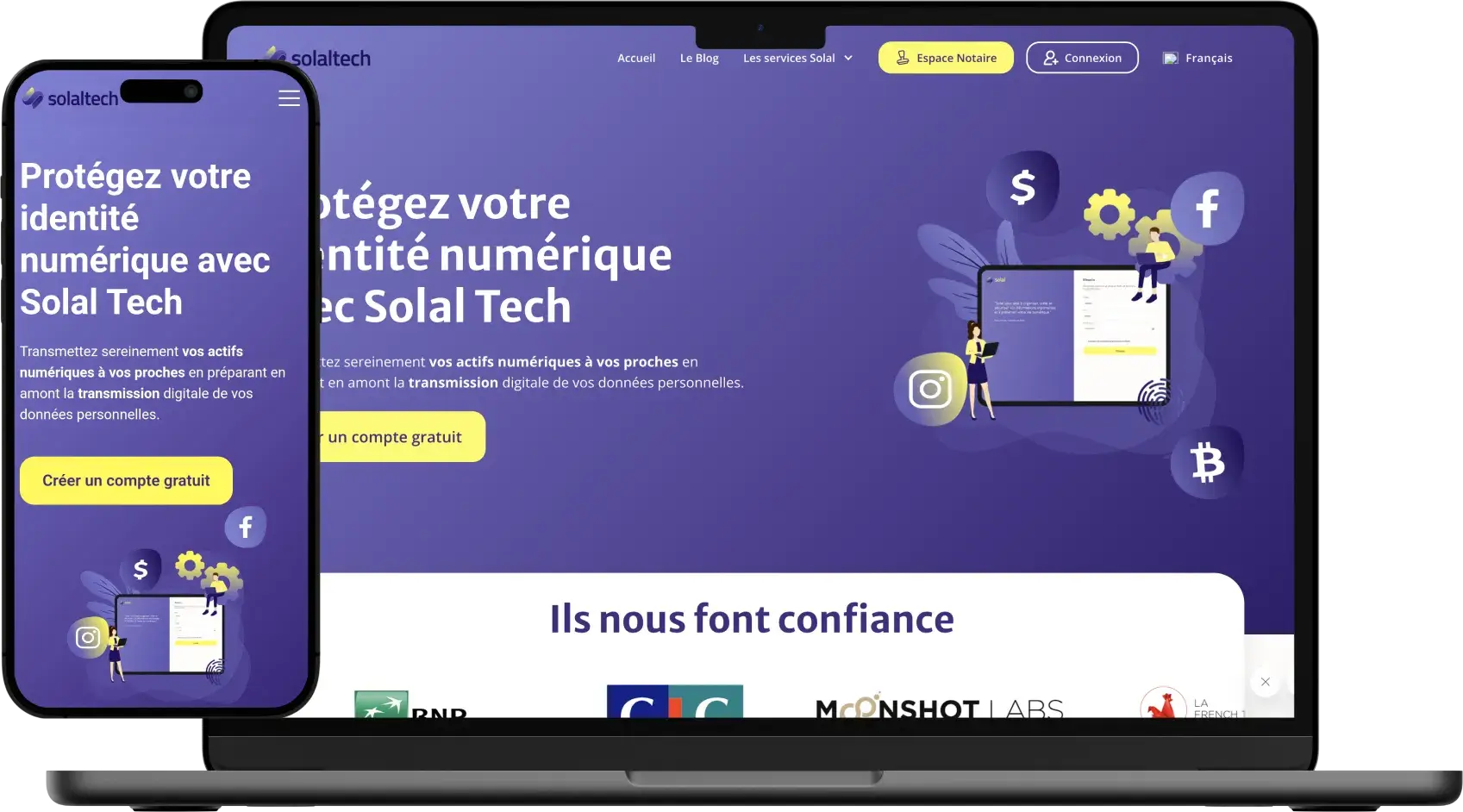 Projet Webflow Solal Tech - Service de protection de l'identité numérique